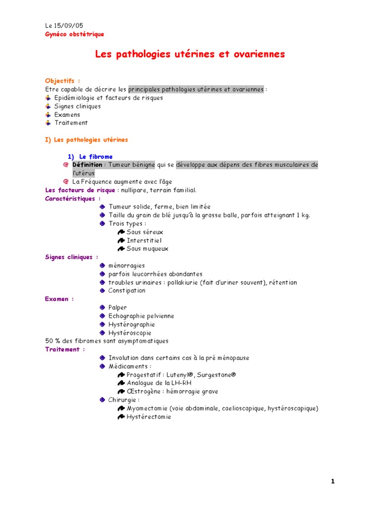 Pathologies Uterines Ovariennes | PDF | Développement personnel | Bien-être