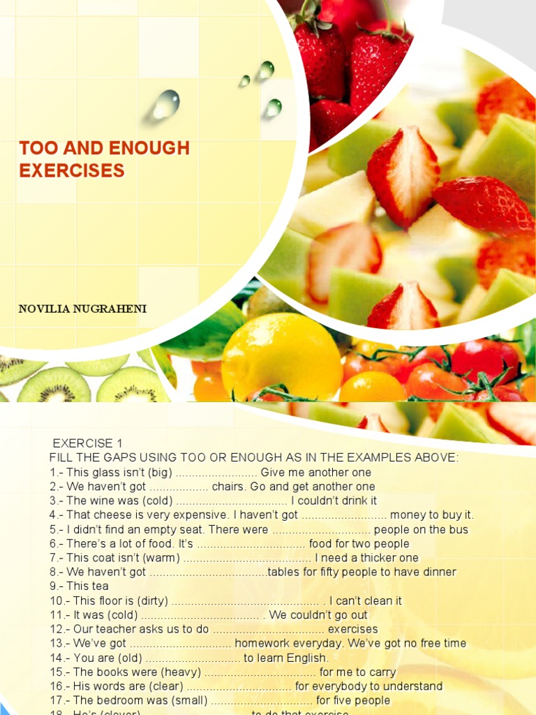 Exercises Too & Enough | PDF