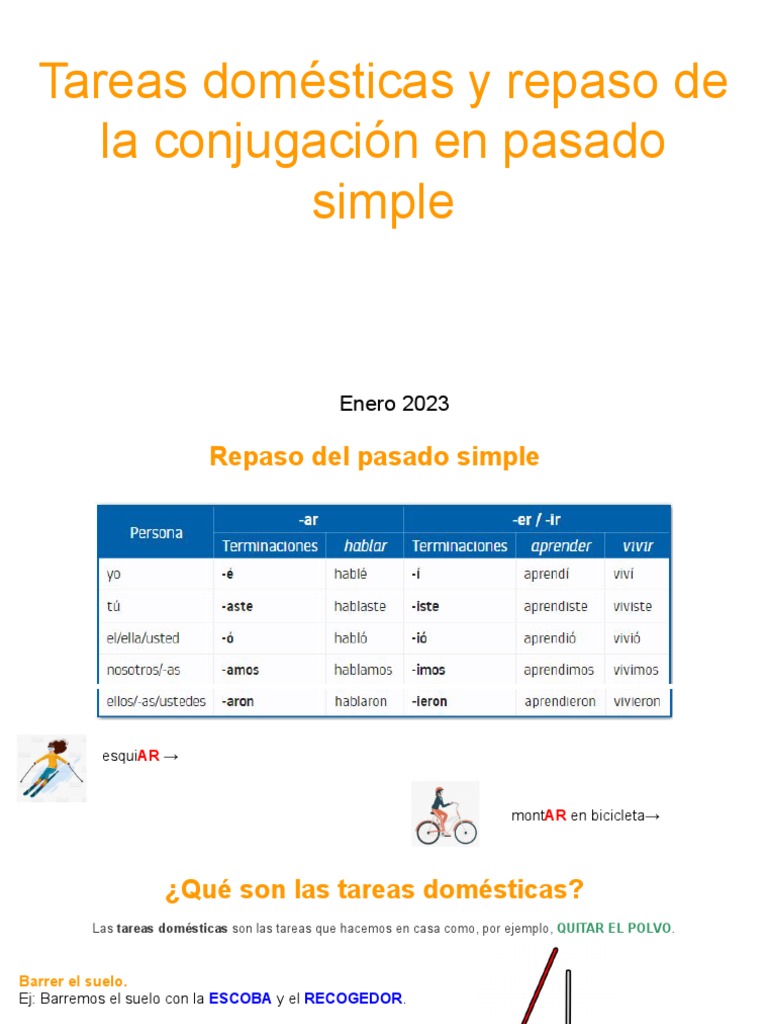 Tareas Domésticas y Repaso Pasado Simple | PDF