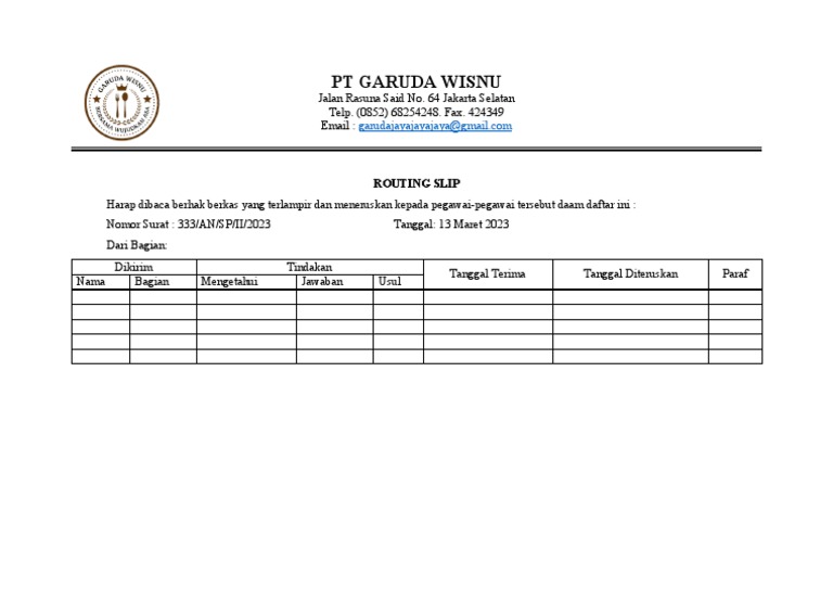 Routing Slip Pdf