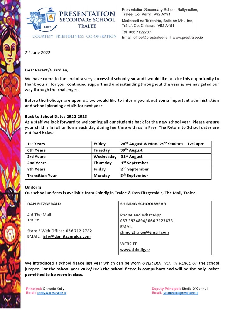 Summer Letter To Parents | PDF | Softlines (Retail) | Fashion