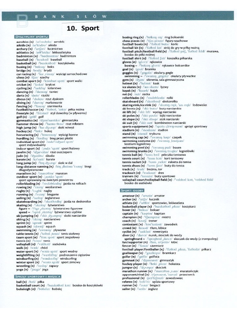 Slownictwo Sport Michal | PDF
