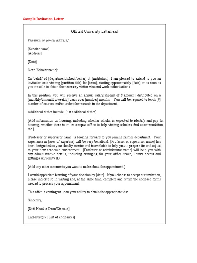 Sample Invitation Letter | PDF