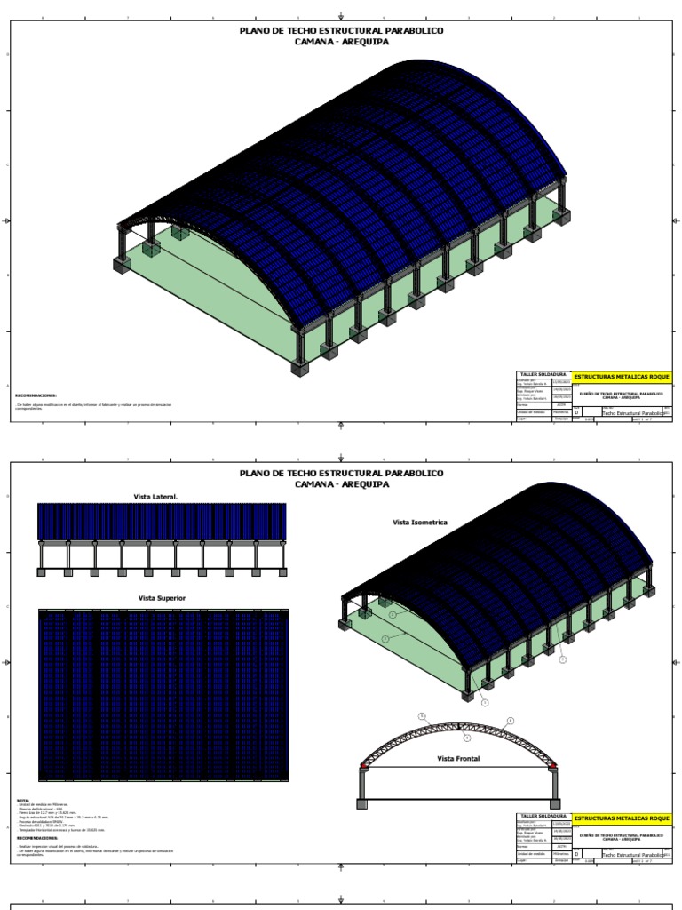 01 Plano de Estructural de Techo Parabolico Arequipa - Camana | PDF ...