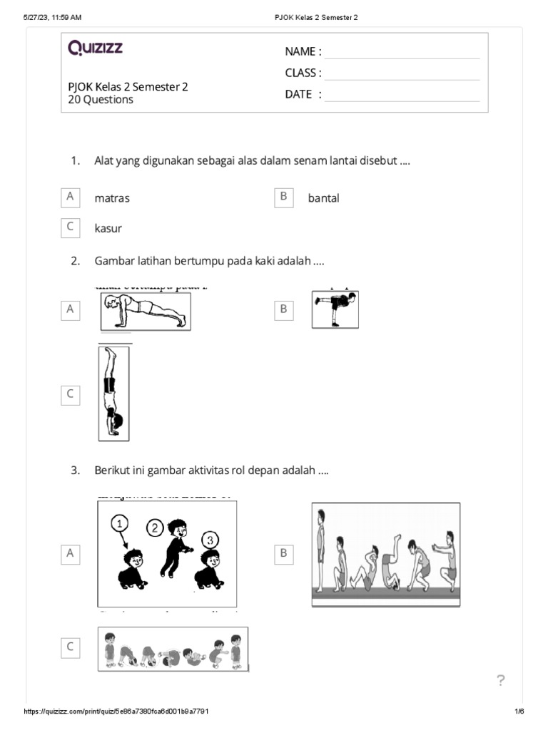 Latihan Soal Pjok Kelas 2 Sd Pdf - EmriDev