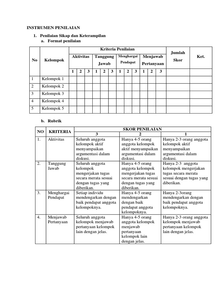 Instrumen Penilaian Keterampilan Kelompok | PDF
