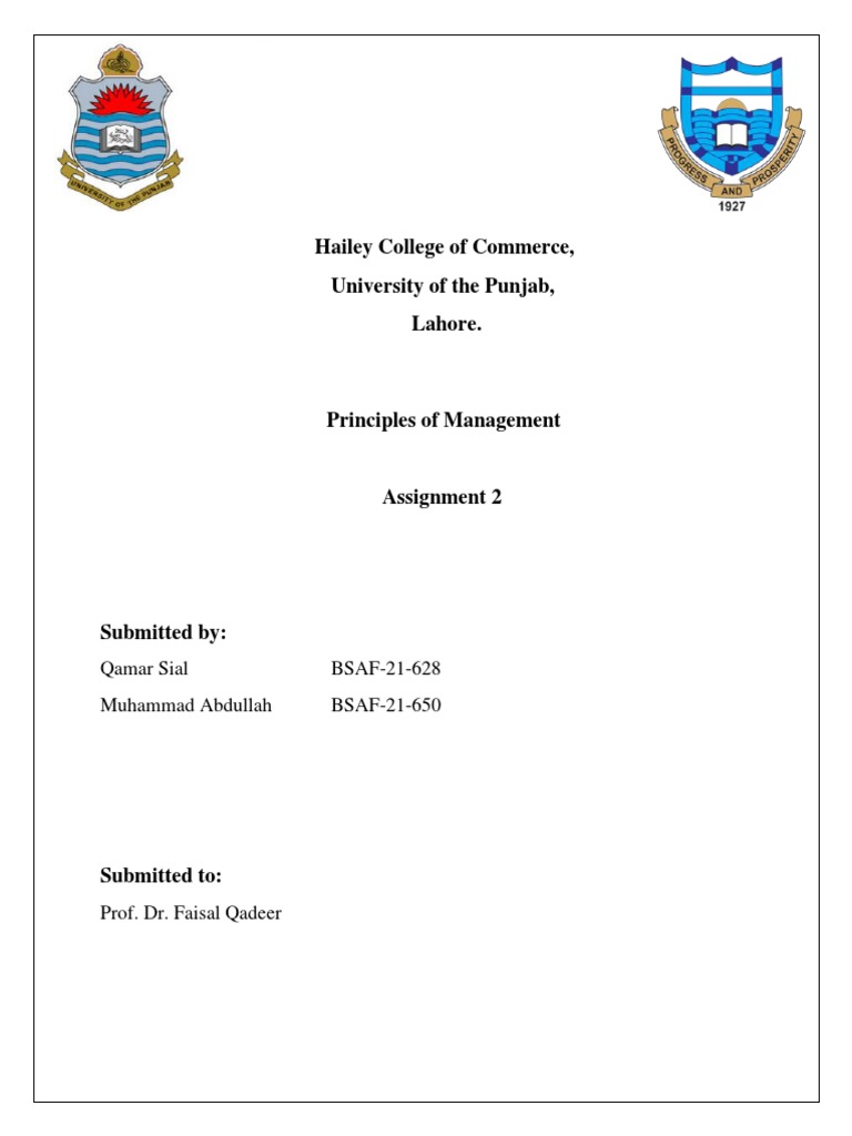 MUHAMMAD ABDULLAH, QAMAR SIAL-POM-Assignment 2 | PDF | Organizational Structure | Business