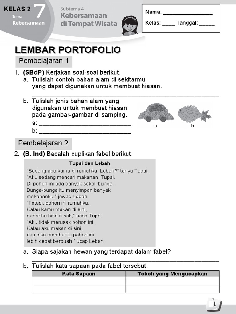 LEMBAR PORTOFOLIO BUPENA 2D Tema 7 Sub 4 | PDF
