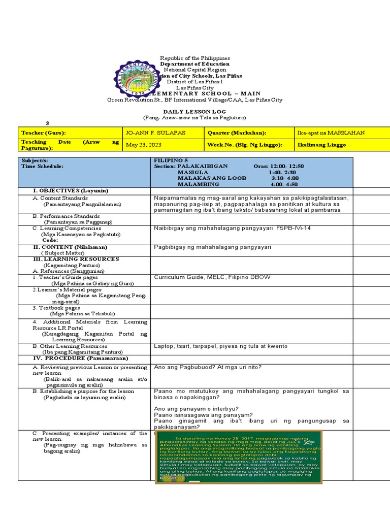 Filipino q4 Week5 Day3 | PDF