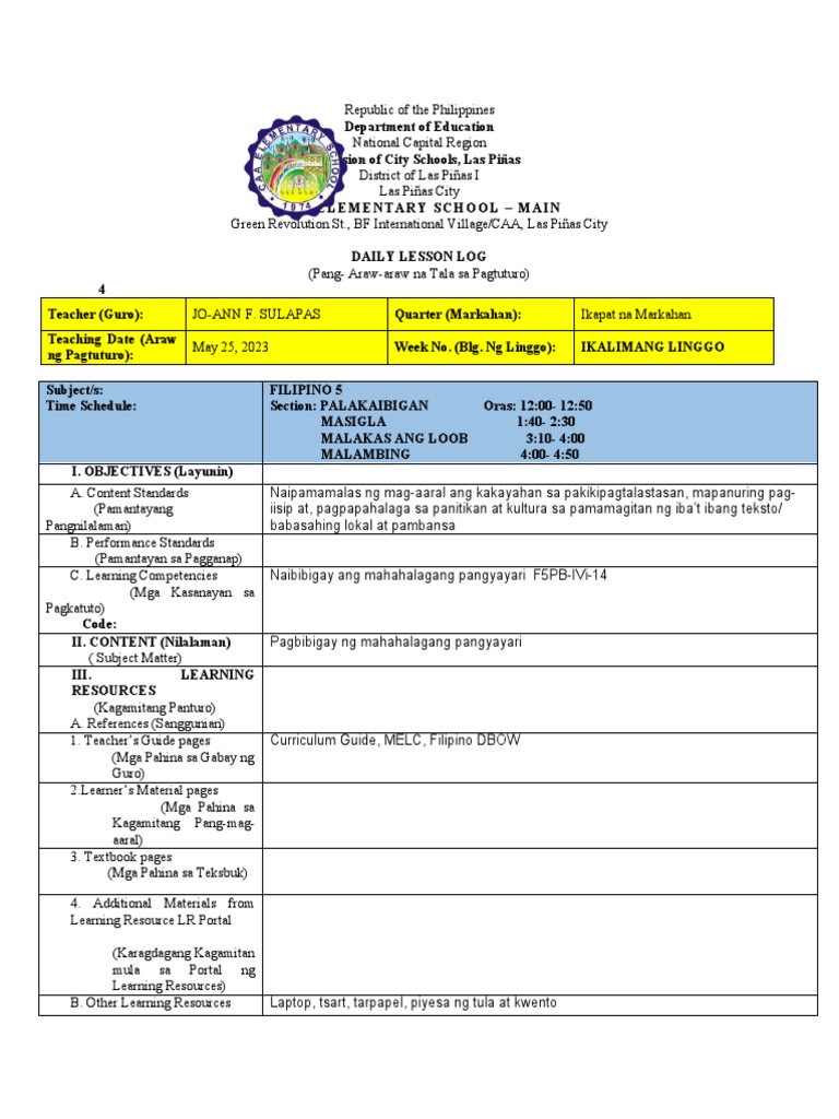 Filipino q4 Week 5 Day4 | PDF