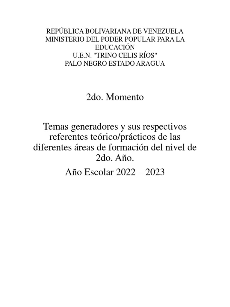 Temas Generadores de 2do Año | PDF