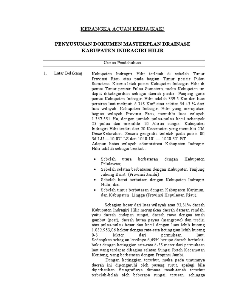KAK Masterplan Drainase Ok | PDF