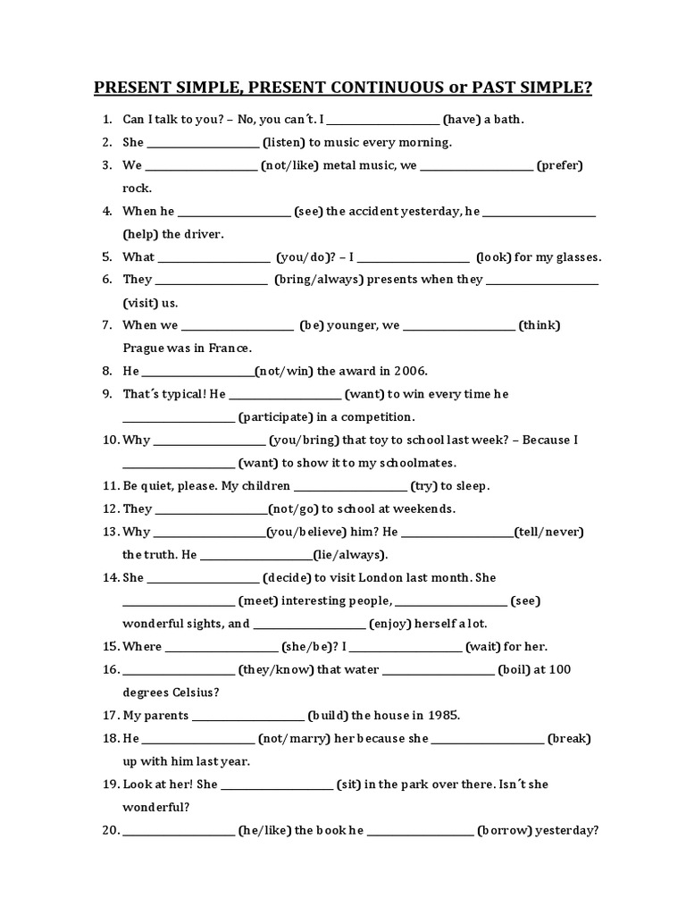 English Verb Tense Practice | PDF