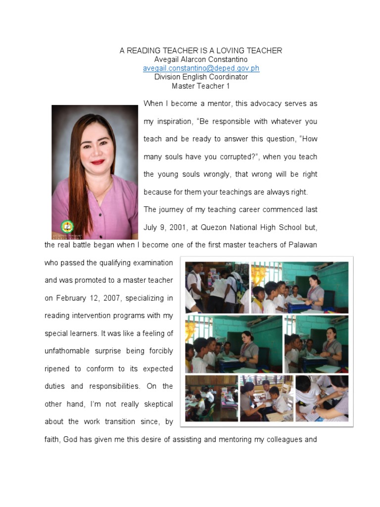 A Reading Teacher Is A Loving Teacher | PDF | Teachers | Learning