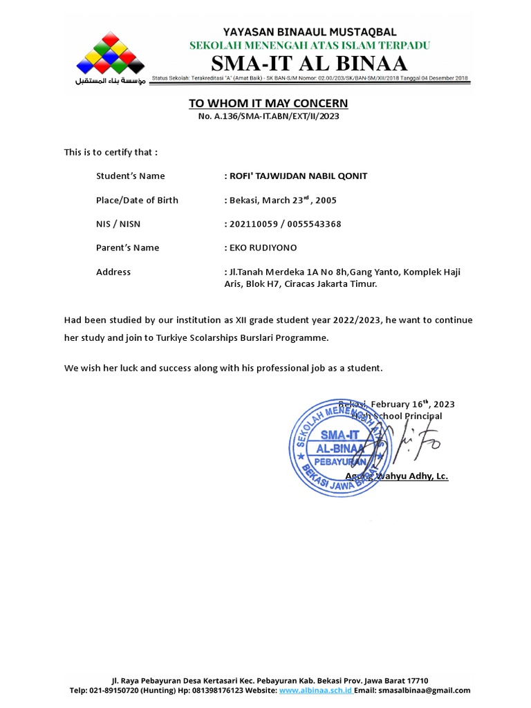 A.136 Recomendation Letter Rofi' Tajwidan | PDF