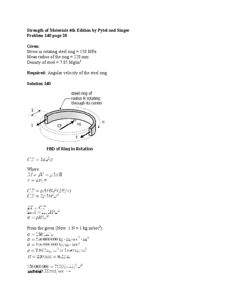 Strength of Materials 4th Edition by Pytel and Singer | PDF Strength of Materials 4th Edition by Pytel and Singer | PDF