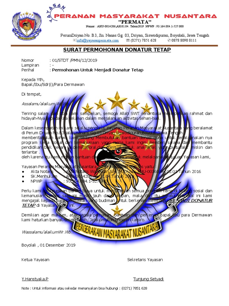 Surat Permohonan Donatur | PDF