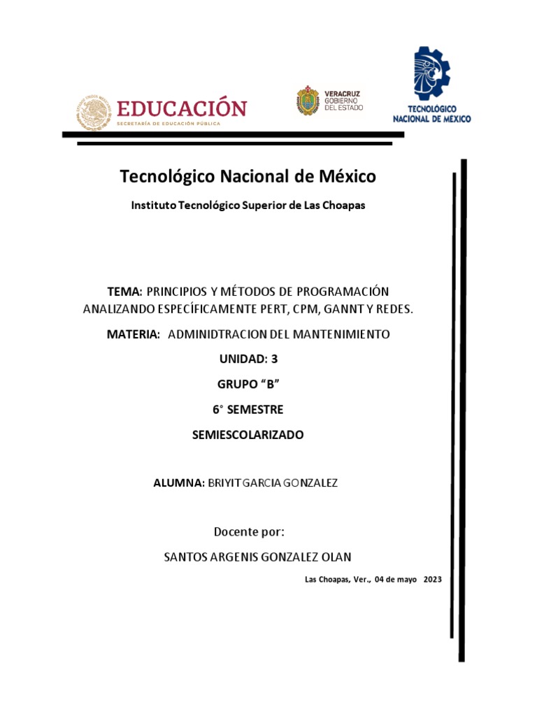 PRINCIPIOS Y MÉTODOS DE PROGRAMACIÓN ANALIZANDO ESPECÍFICAMENTE PERT ...