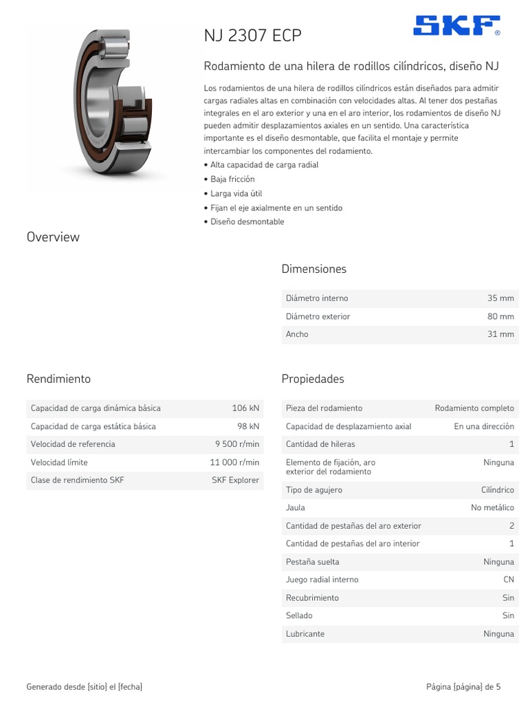 SKF NJ 2307 ECP Specification | PDF | Red mundial | Internet y web