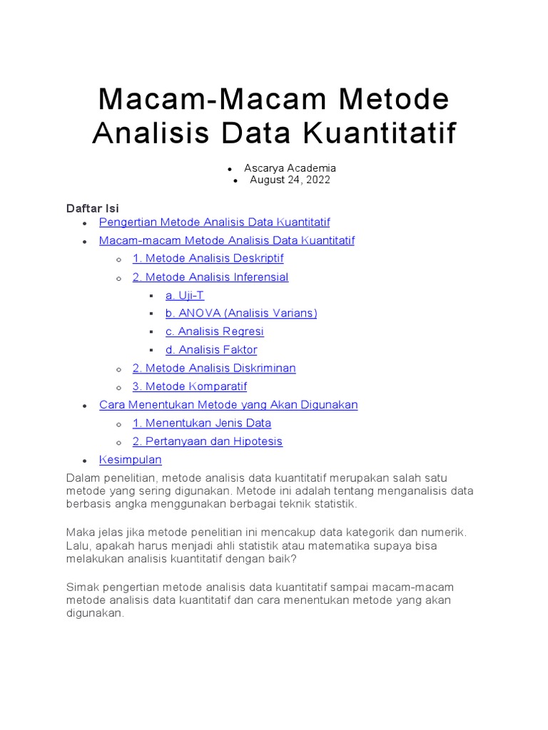 Contoh Teknik Analisis Data | PDF
