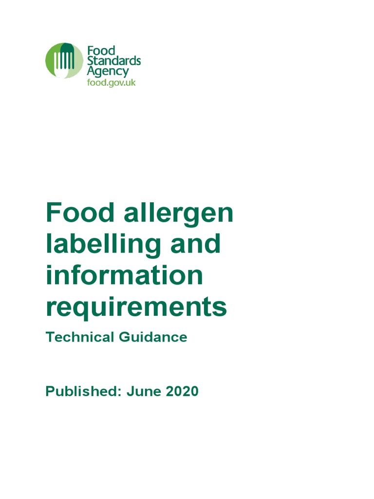 Fsa Food Allergen Labelling and Information Requirements Technical ...