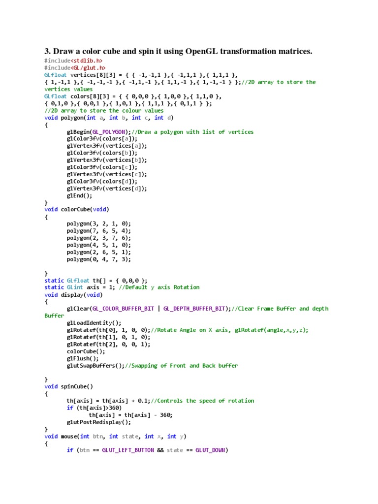 Cube Rotation | PDF | Vertex (Geometry) | Matrix (Mathematics)