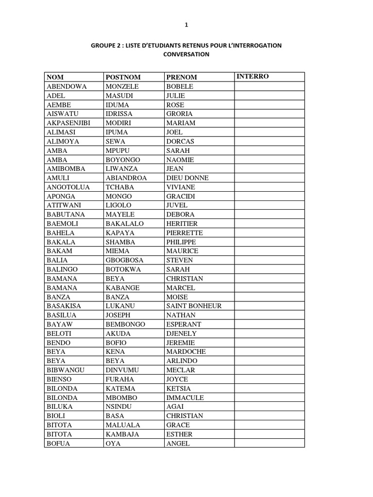 Liste Groupe 2 L2a | PDF