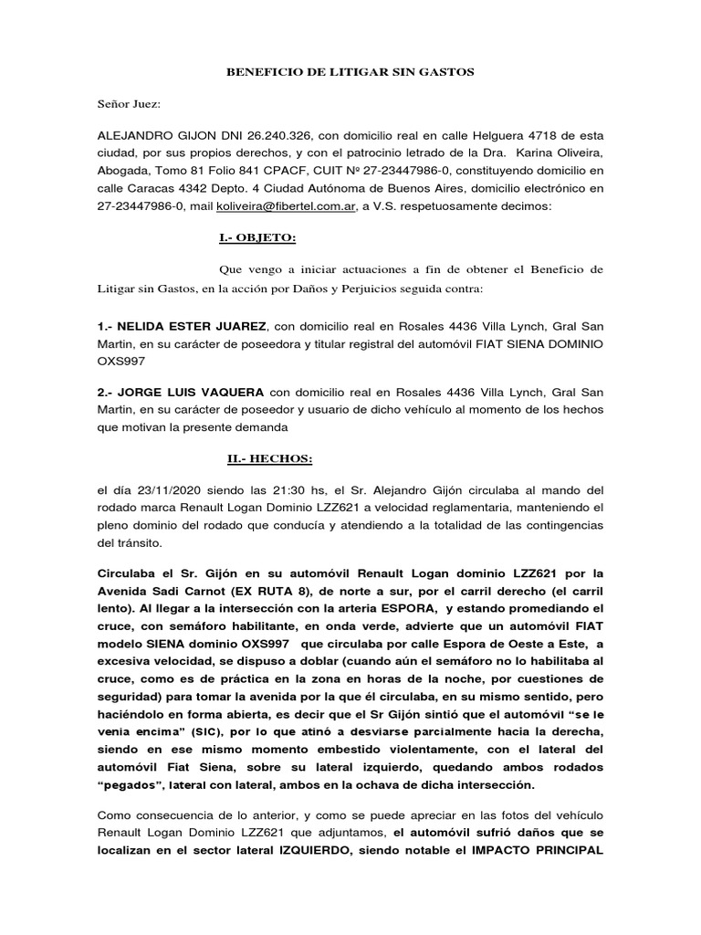 Beneficio de Litigar Sin Gastos | PDF | Derecho