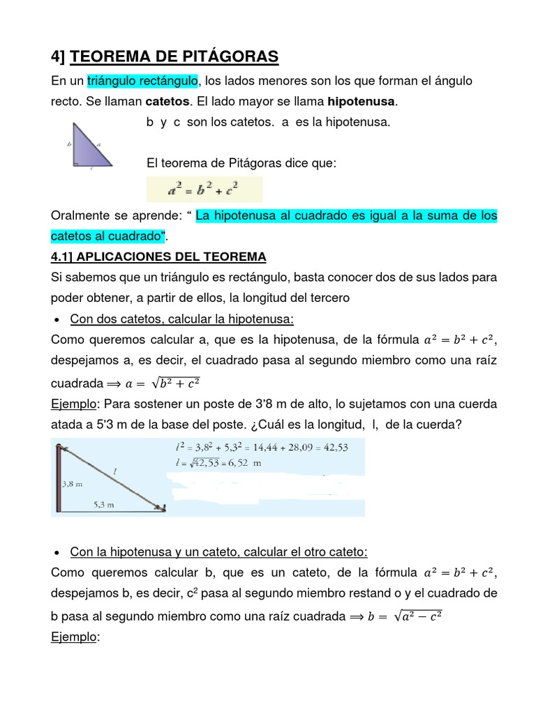 4) Teorema de Pitágoras | PDF | Métodos y materiales de enseñanza