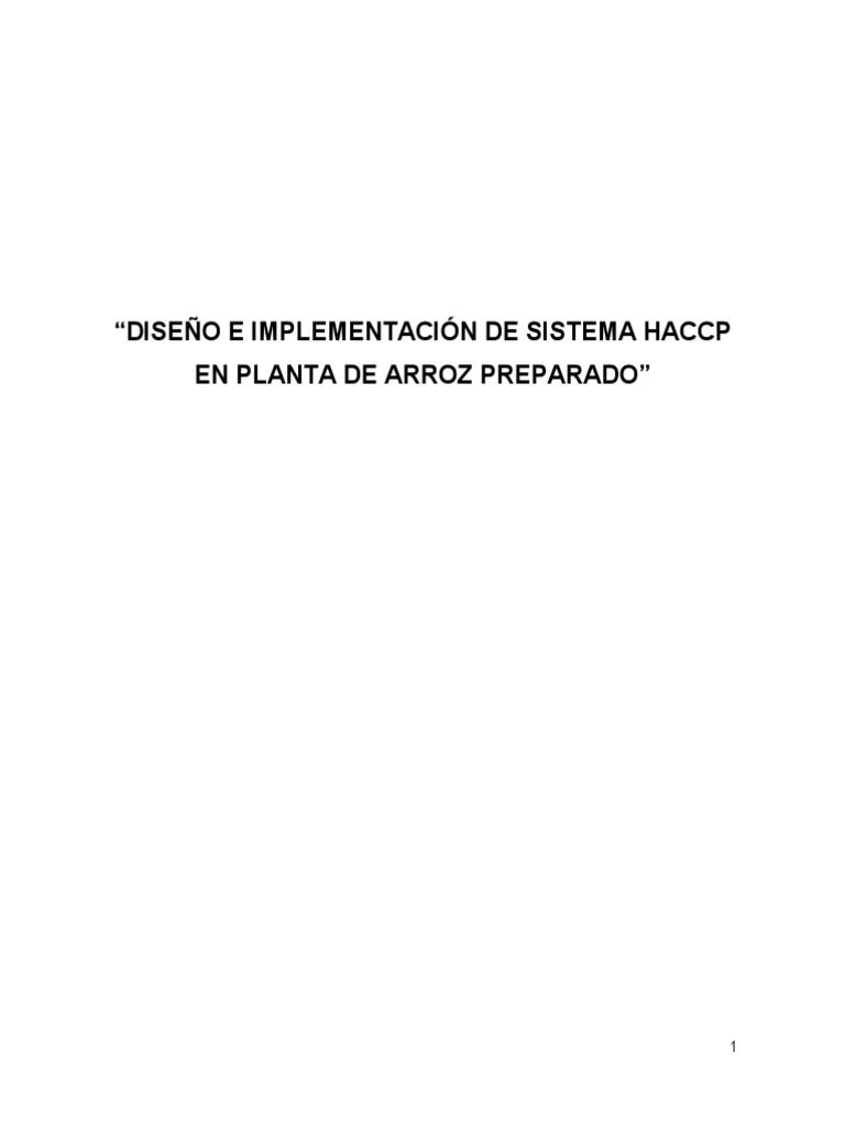 Diseno e Implementacion de Sistema HACCP en Planta de Arroz Preparado | PDF | Análisis de Riesgo ...