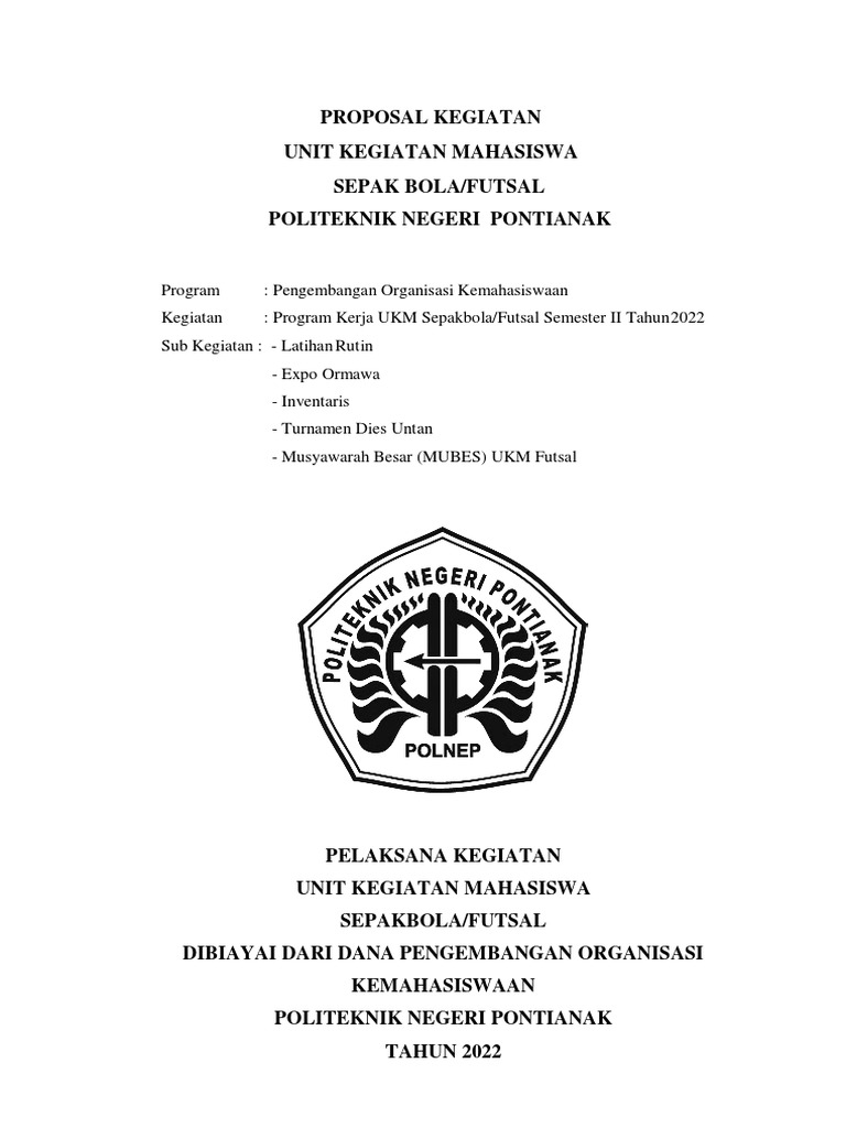 Proposal Ukm Futsal Semester 2 (2) 2022 | PDF