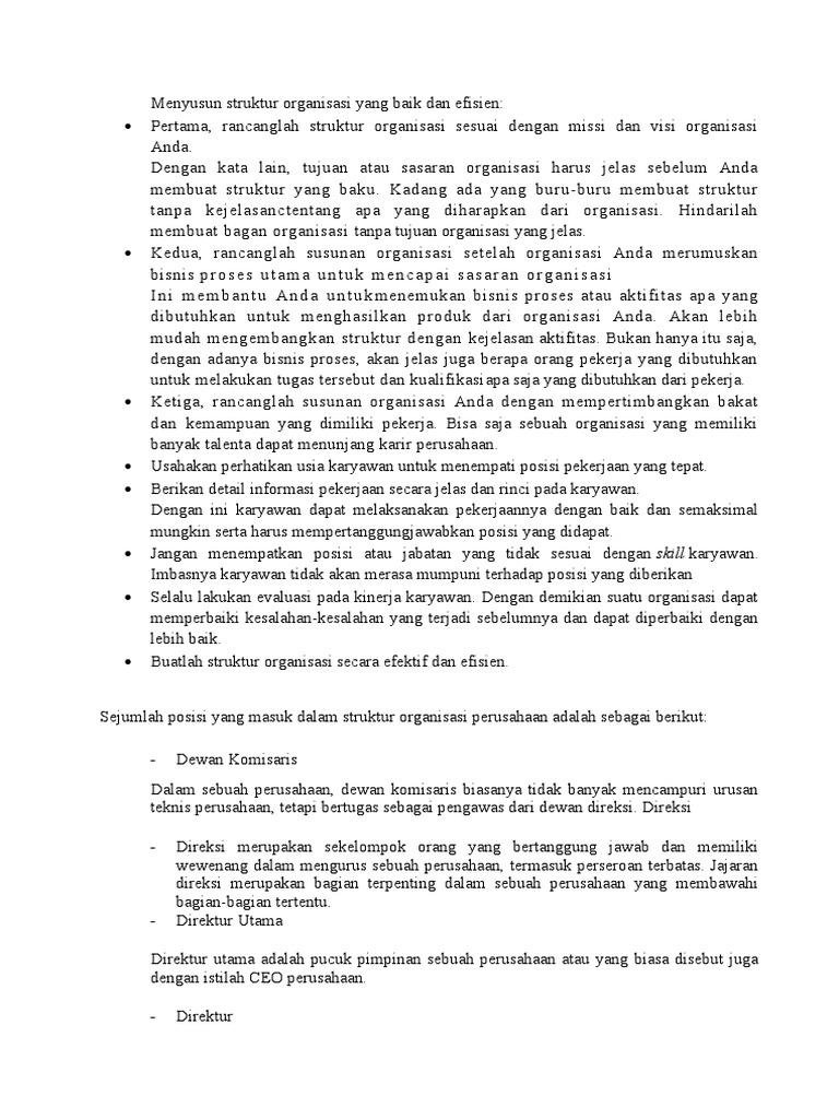 Menyusun Struktur Organisasi Yang Baik Dan Efisien | PDF Menyusun Struktur Organisasi Yang Baik Dan Efisien | PDF