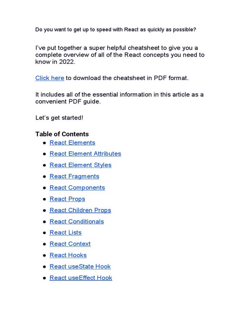 React Cheat | PDF | Information Technology Management | Computer ...