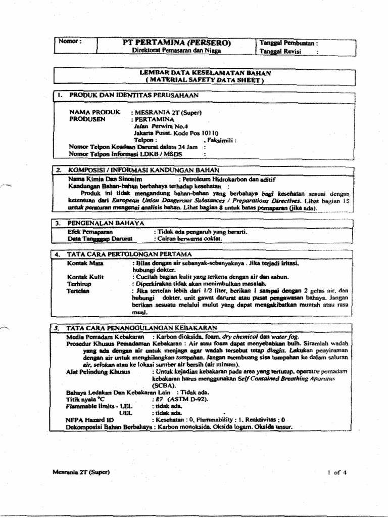 MSDS - Mesrania 2T (Super) | PDF