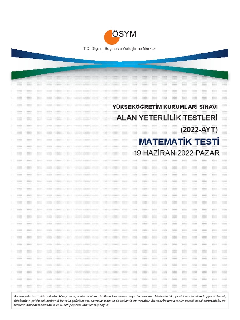 2022 Ayt Matematik Cikmis Sorular | PDF