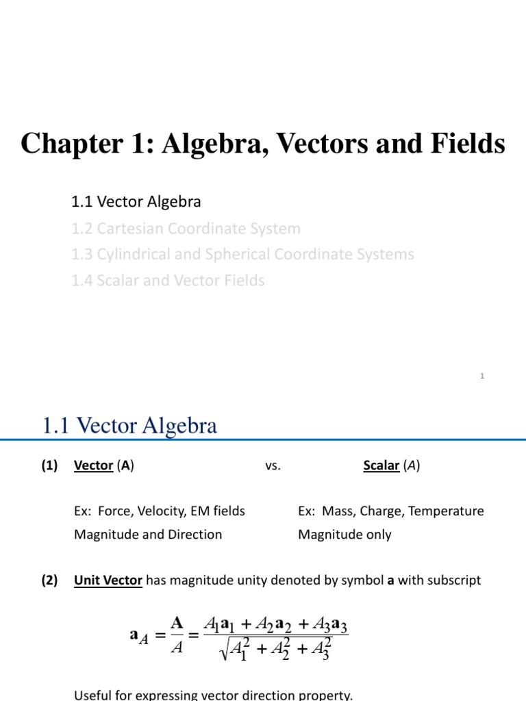 C1-Vectors and Fields-St - 1.1 | PDF | Euclidean Vector | Mathematical Physics