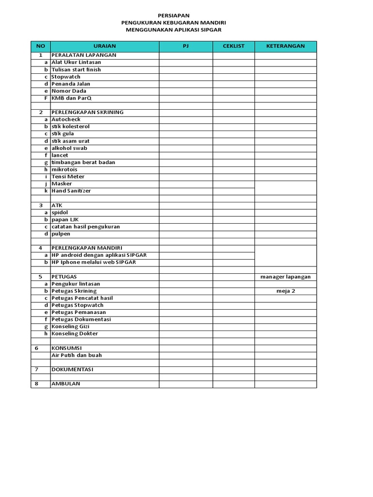 Form Pengukuran Kebugaran | PDF