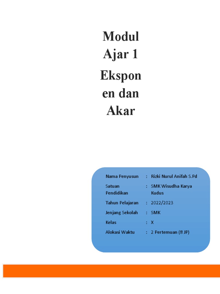 Modul Ajar 1 Eksponen Dan Akar SMK | PDF
