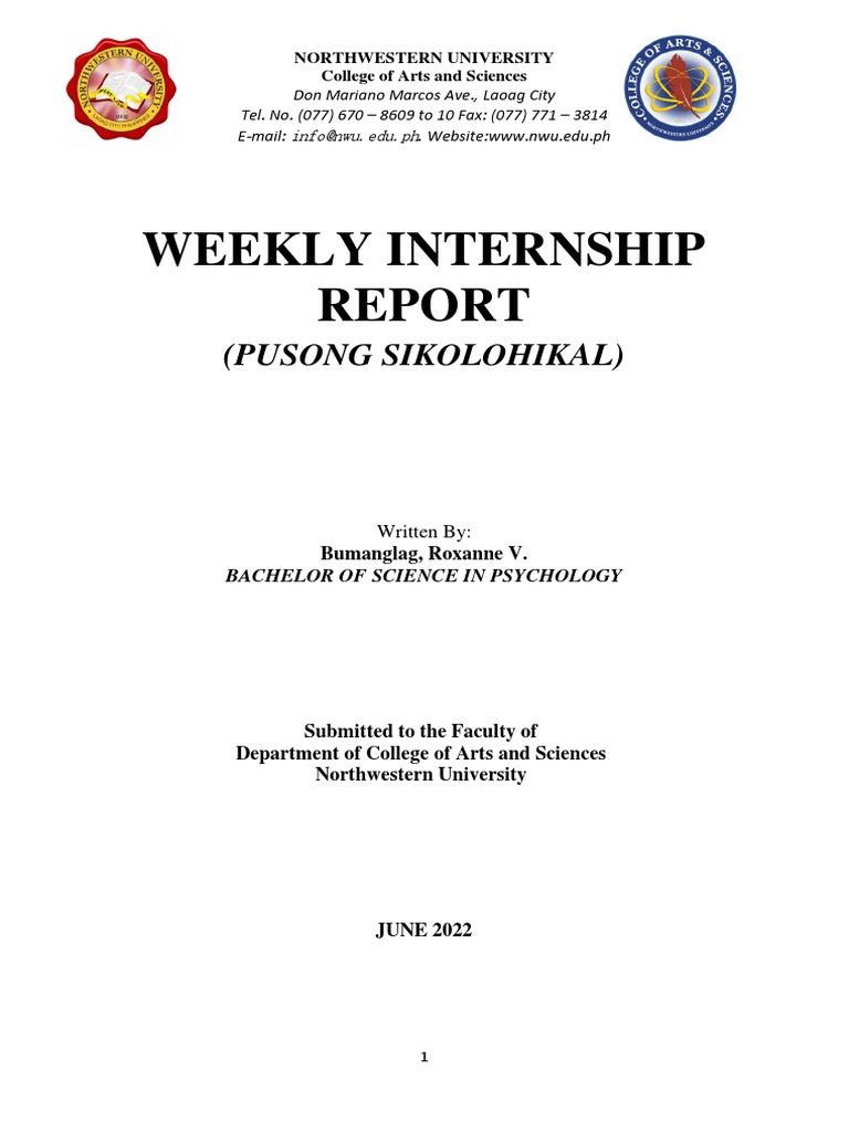 Weekly Narrative Report CLINICAL | PDF | Psychology | Internship