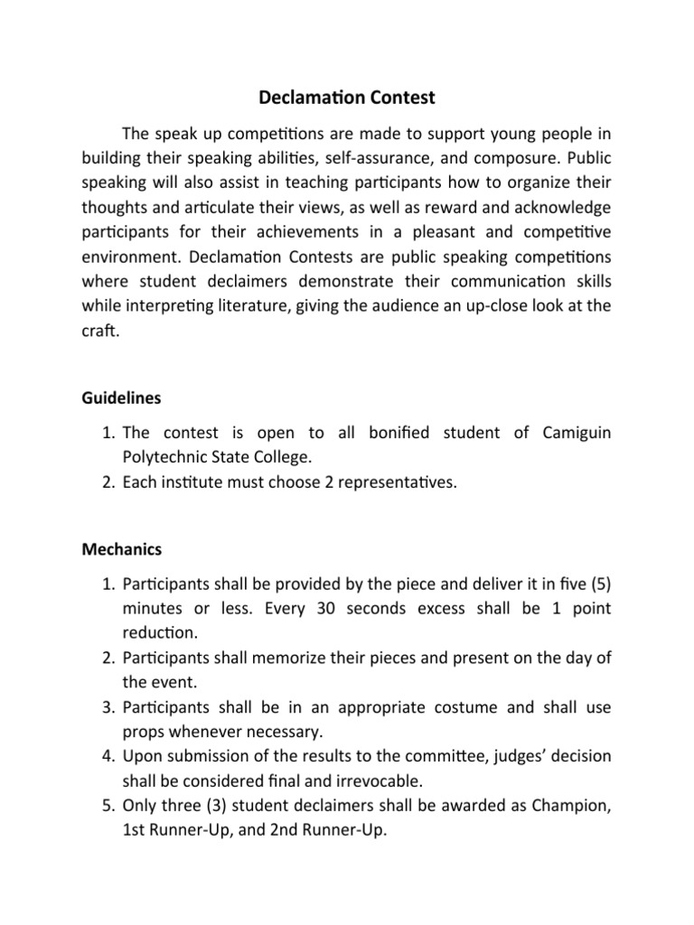 Declamation Contest | PDF | Career & Growth