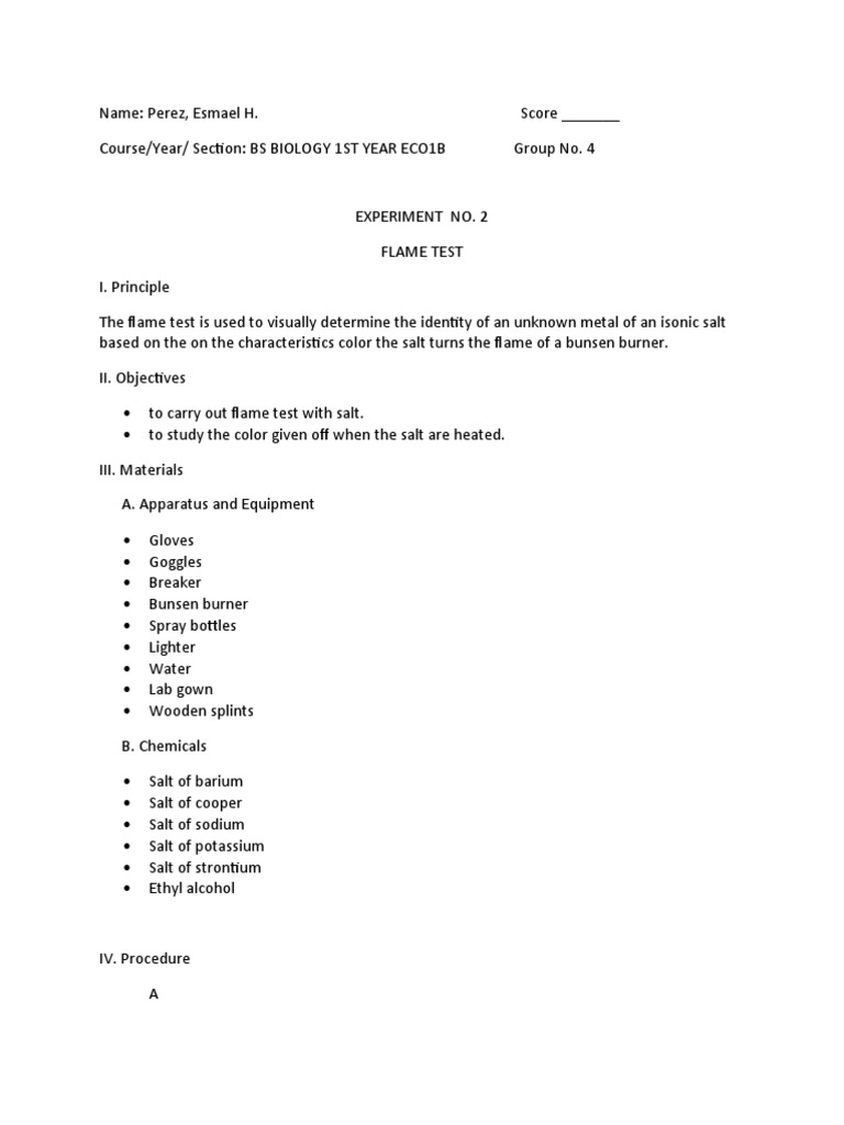 Flame Test PDF