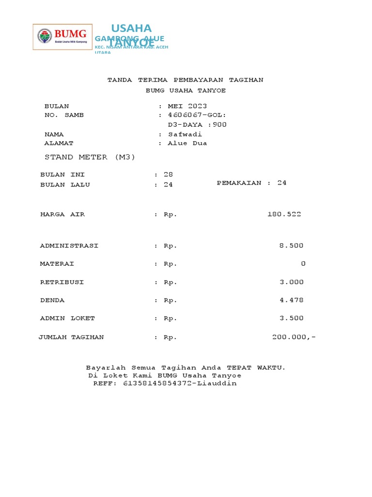 AutoRecovery Save of Struk-Pdam | PDF
