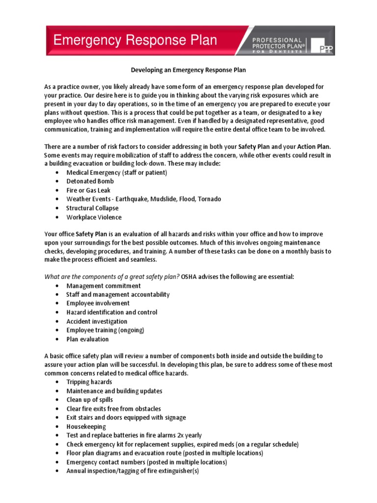 Developing An Emergency Response Plan 2 | PDF | Occupational Safety And ...