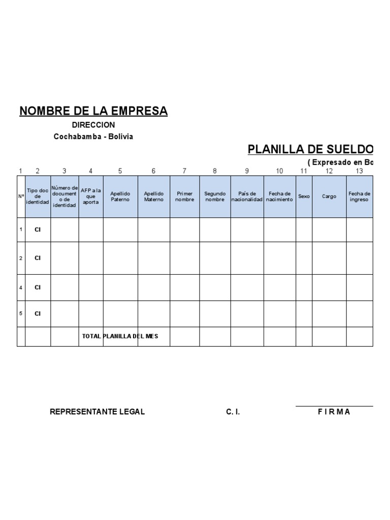 Modelo de Planilla de Sueldos | PDF