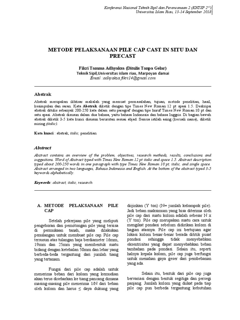 Metode Pelaksanaan Pile Cap dalam Konstruksi | PDF