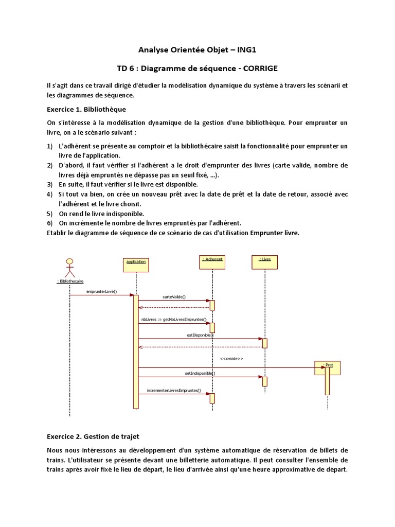 TD6 Sequence Diagram CORRIGE | PDF