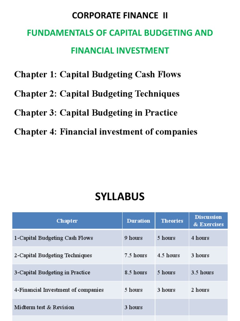 C1-Capital Budgeting Cash Flows - Student | PDF