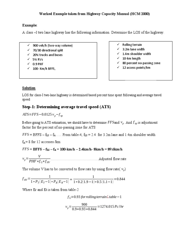 Worked Example On Two Lane Highway | PDF | Lane | Road Infrastructure