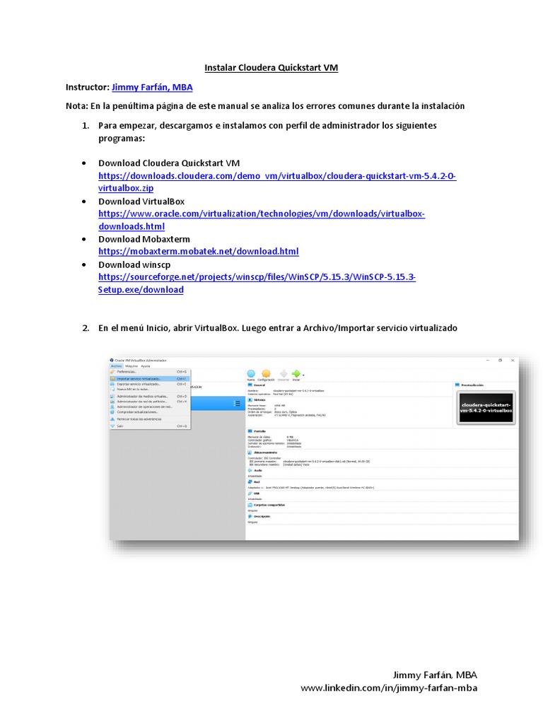 Instalar Cloudera Quickstart VM - VirtualBox | PDF | Desarrollo de software | Arquitectura de ...