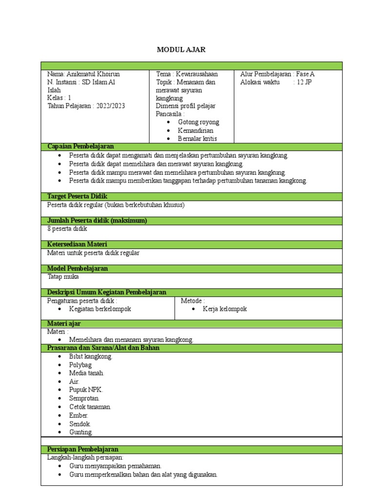 Modul Ajar P5 | PDF | Kesehatan Holistik